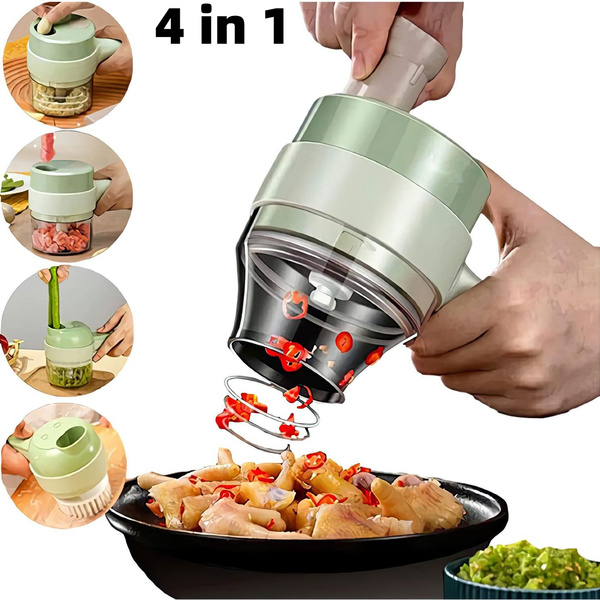 4 In 1 Handheld Electric Vegetable Cutter Set,Wireless Food Processor ...