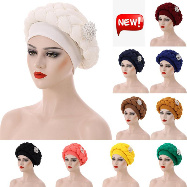 Women's Fashion New Female Muslim Hijab African Braid Cap Muslim Hijab ...