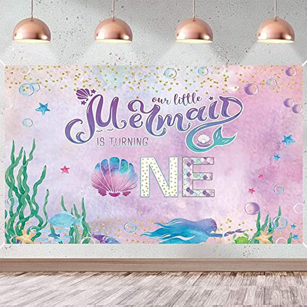 Under The Sea Mermaid 1st Birthday Backdrop Our Little Mermaid Is ...