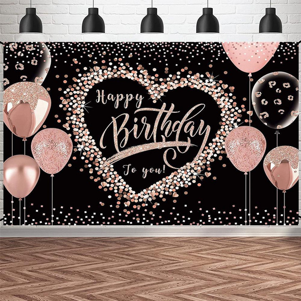 Happy Birthday To You Backdrop Glitter Rose Gold Happy Birthday ...