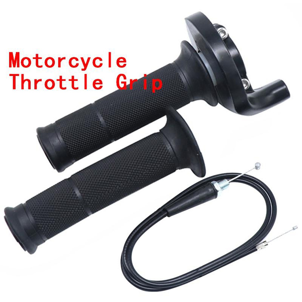 7/8" 22mm Motorcycle Hand Grip With Throttle Clamp Twist Cable Throttle ...