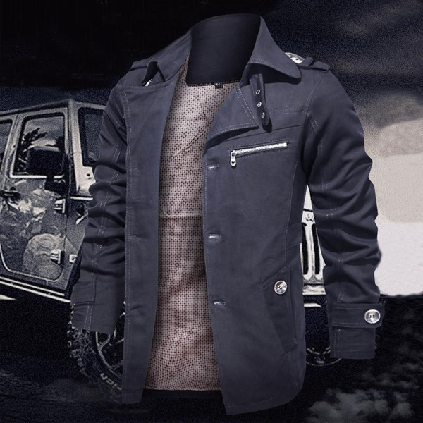 New Mens Business Jacket Fashion Autumn Men Long Windbreaker Jackets ...