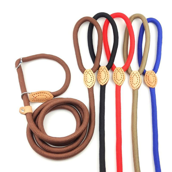 Dog Leash Slip Rope Lead Leash Heavy Duty Braided Rope Adjustable Loop ...