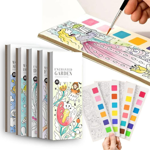 1 Pcs Pocket Watercolor Painting Book, New Wonderful Forest Paint with ...