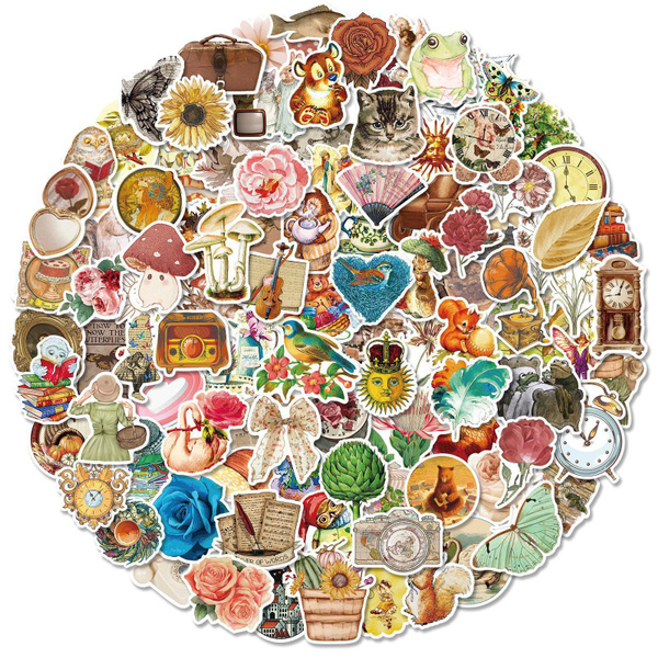 50/100/200pcs Retro Boho Cartoon Aesthetic Art Stickers For Laptop ...