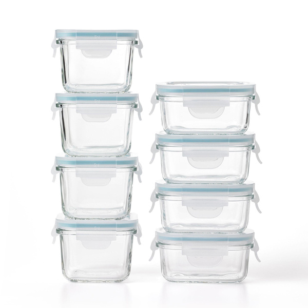 Glasslock Mini 5 and 7 Oz Tempered Glass Food Storage Container Set ...