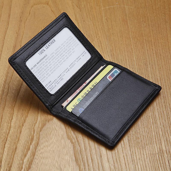Real Leather Minimalist Wallet Small Thin ID Credit Card Holder Male ...