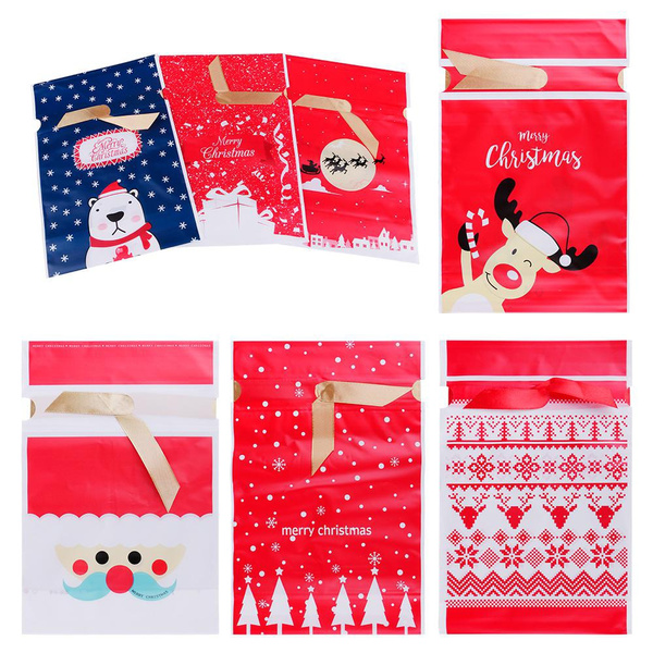 50pcs/Pack Christmas Candy Bag Snack Cookies Chocolate Pouch Drawstring ...