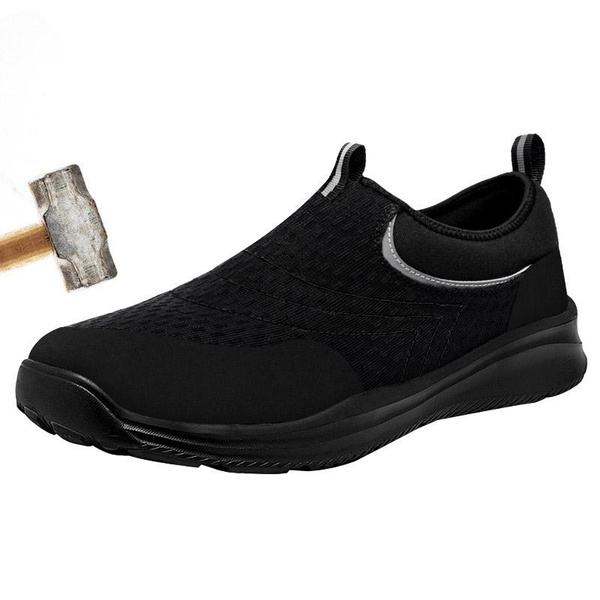 Steel Toe Shoes for Men Women Slip-On Work Shoes Slip Resistant Safety ...