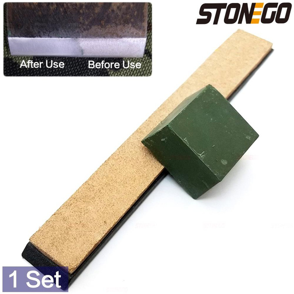 STONEGO 1 Set Knife Polishing Sharpener Sharpening Leather Honing Strop ...