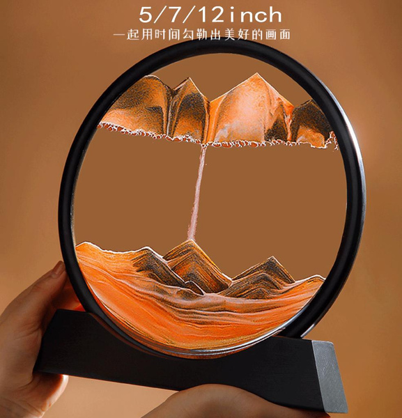 5/7/12inch Moving Sand Art Picture Round Glass 3D Deep Sea Sandscape In ...