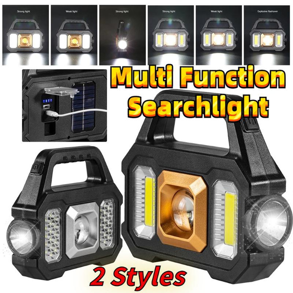 Super Bright Solar LED Camping Flashlight With COB/LED Work Lights USB ...