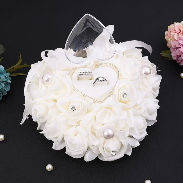 Romantic Heart-shape Rose Flower Ring Box Valentine's Day Wedding Ring ...