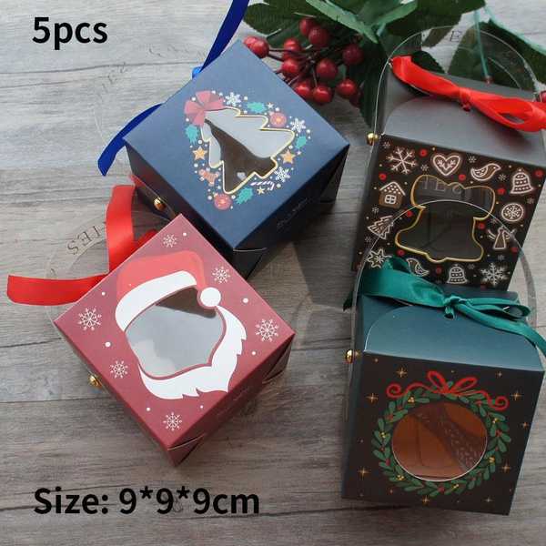 5pcs Christmas Paper Box with Window Soap Candle Cookie Candy Little ...