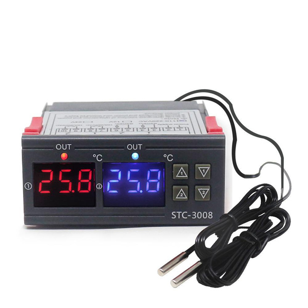 STC-3008 Two Relay Digital Thermostat Temperature Controller for Incubator Thermometer Control ...