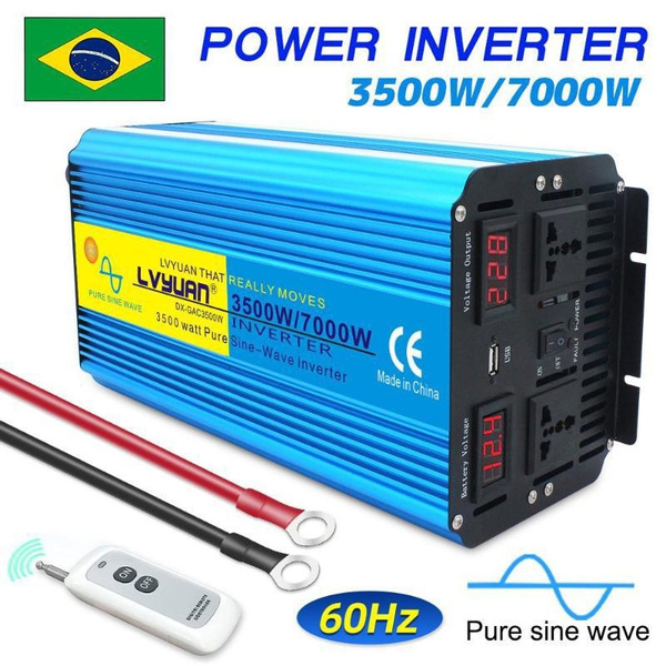 Dual Digital Display 3500W/7000W Peak Power Inverter DC 12V/24V To AC ...