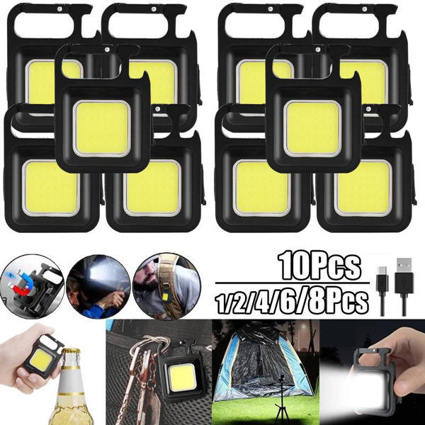 (1/2/4/6/8/10PCS)Mini Bright Rechargeable COB LED Keychain Lights ...