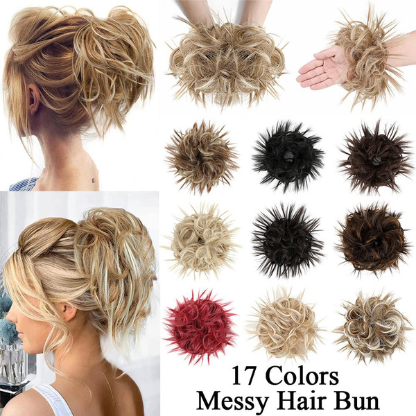 1pc 17 Colors Large Messy Silky Curly Bun Hairpiece Wig For Kids Women ...