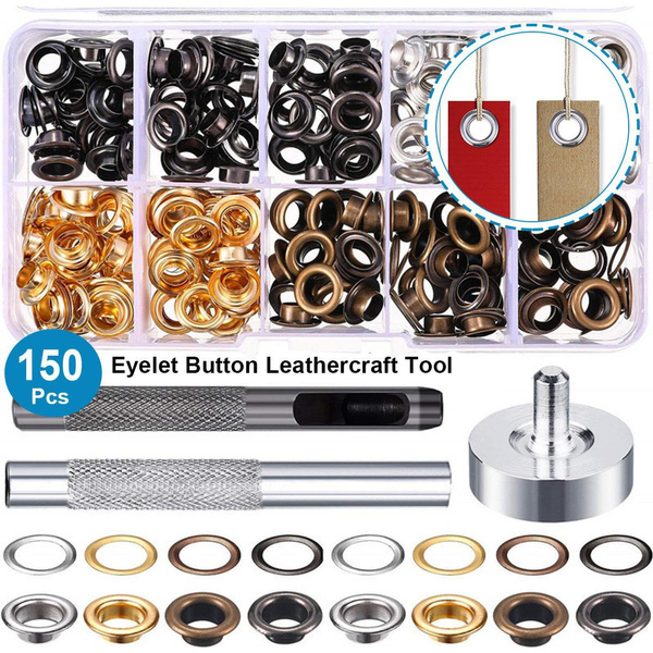 100/150PCS DIY Eyelet Button Tool Kit Copper Leather Buckle Decorative ...