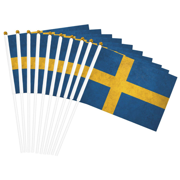 6 Pack/10 Pack Small Sweden Flags on Stick Mini Sweden Flag Hand Held ...