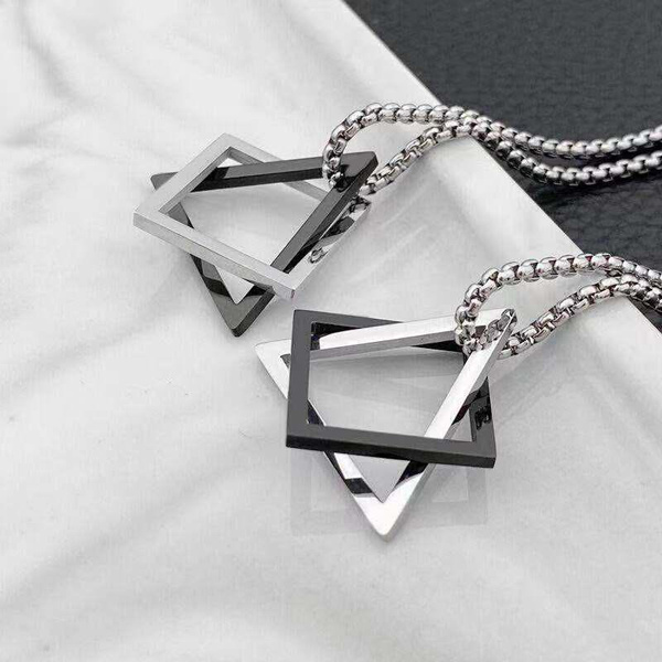 Geometry Interlocking Square Triangle Male Pendant for Men Stainless ...