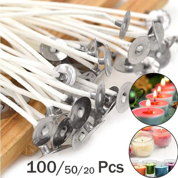 100/50/20 Pcs Candle Wicks Smokeless Wax Pure Cotton Core DIY Candle ...