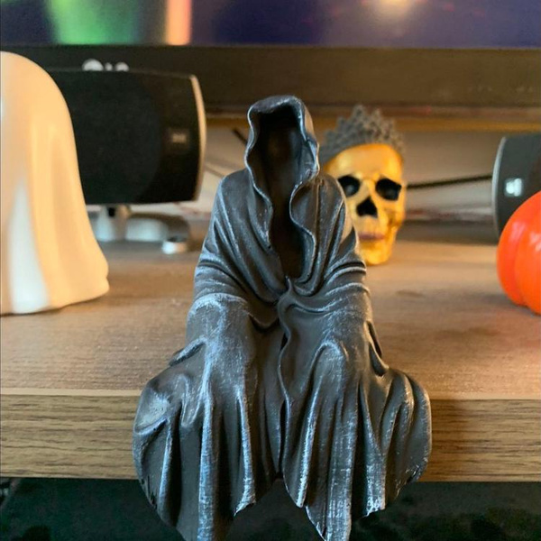 Black Grim Reaper Statue Thrilling Robe Nightcrawler Resin Desktop ...