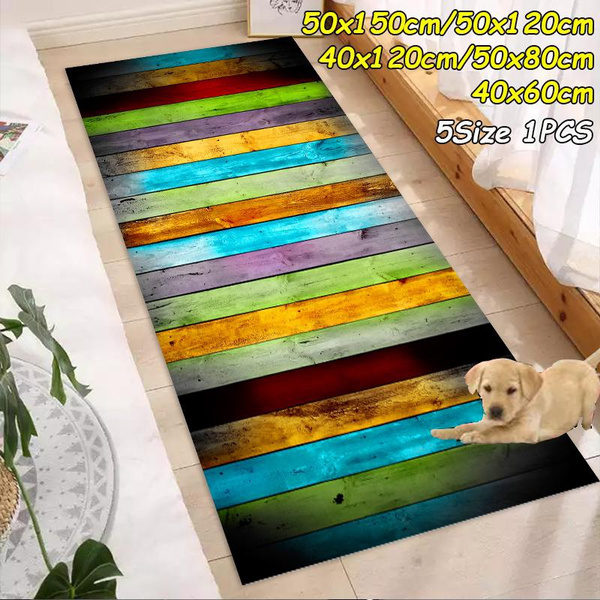 3D Vintage Wood Grain Carpet Anti-slip Area Rug Livingroom Bedroom ...