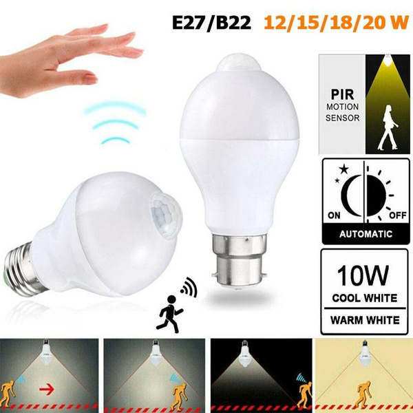 LED PIR Motion Sensor Lamp E27/B22 12W 15W 18W 18W Automatic ON/OFF LED ...