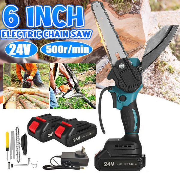 Woodworking 6" Cordless Electric Chainsaw 2 Battery-Powered Wood Cutter ...