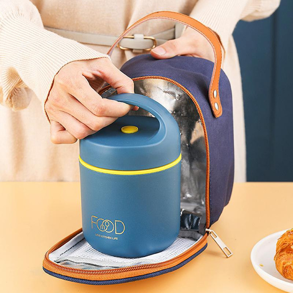 Stainless Steel Vacuum Thermal Lunch Box Insulated Lunch Bag Food ...