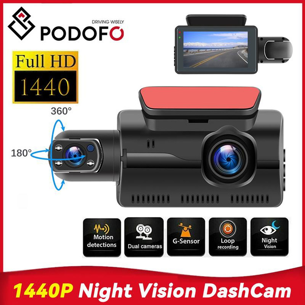 PODOFO HD 1440P DVR Car Driving Recorder IPS Screen Dashcam Dual Camera ...