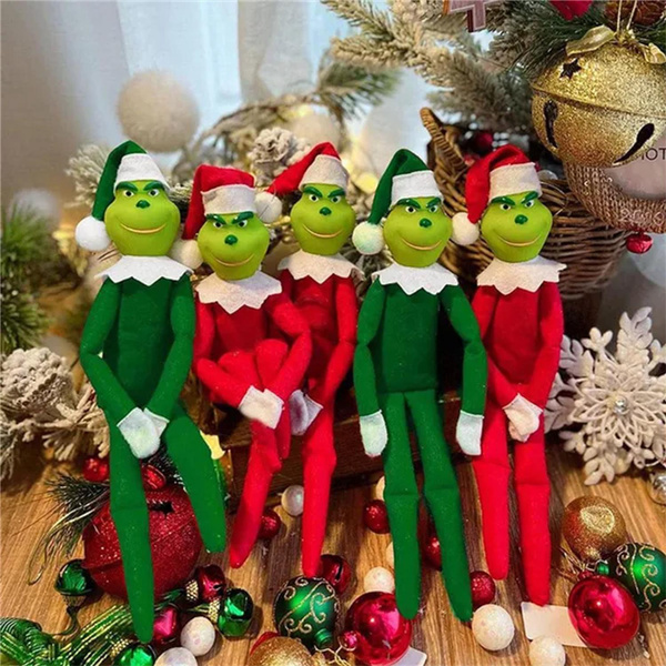 New Grinch on The Shelf Elf Doll Grinch Christmas Decorations Green ...