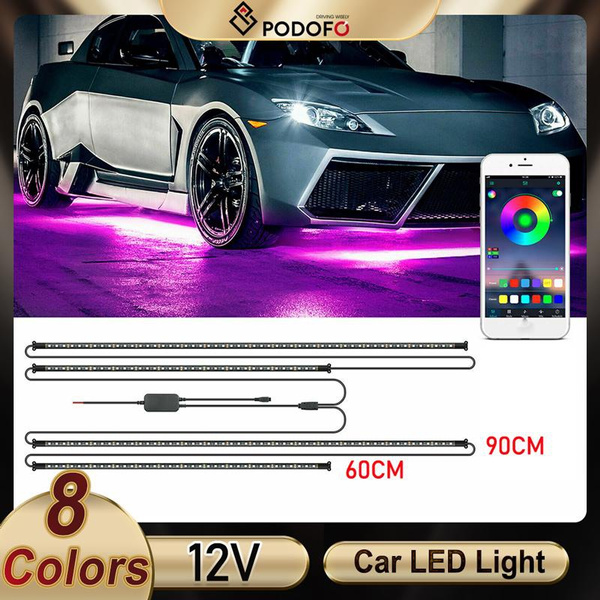 PODOFO Car Interior Lights 8 Colors Car LED Strip Light LED Under Dash ...