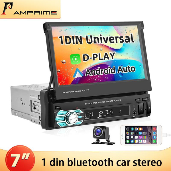 AMPRIME NEW Single Din 7" Touch Screen Retractable Car Multimedia ...