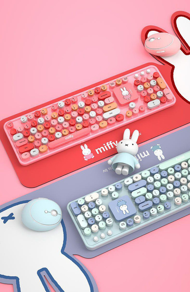 Miffy X MIPOW 2.4G Wireless Ergonomics Keyboard Set Mixed Candy Color ...