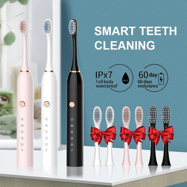 6 Mode Super Sonic Electric Toothbrushes Smart Timer Whitening ...