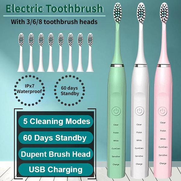 Ultrasonic Sonic Electric Toothbrush Rechargeable Tooth Brushes ...