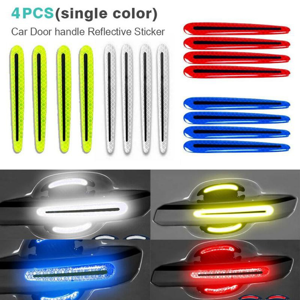 4PCS Mark Auto 3D Car Door Reflective Open Stickers Tape Exterior Decal ...