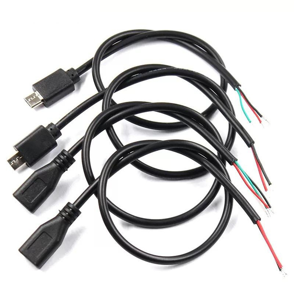 Micro USB Male / Female Plug Cable 5V 3A 22AWG 2 Wires 3 Wire Power ...