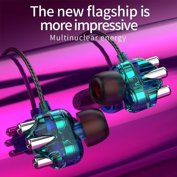 Quad Core Dynamic Coil Super Bass Earphones Hifi In-Ear Wired Earphone ...