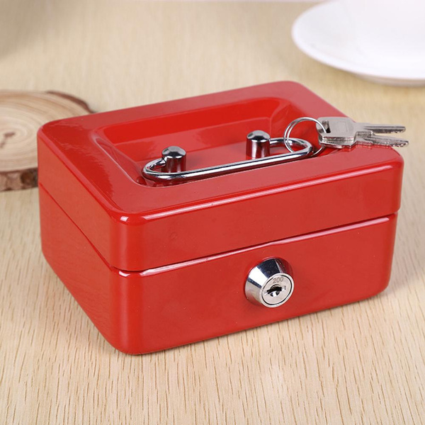 5 Inch Small Steel Cash Box Safty box With Removable Tray and Key Lock ...