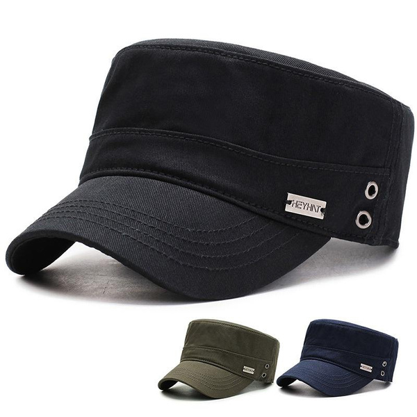 Peaked Hat Men's Four Seasons Baseball Sun Hat Flat Top Military Hat ...