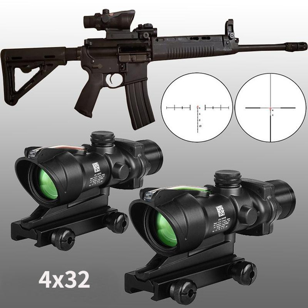 ACOG 4X32 Scope Sight Real Fiber Optics Green/Red Illuminated Crosshair ...