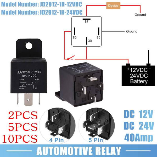 2pcs/5pcs/10pcs Car Relay 4 Pin/5 Pin 12V/24V 40Amp SPST Model JD2912-1H-12VDC 40A 14VDC/JD2912 ...