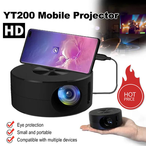 YT200 Mini LED Projector 1080P Home Theater Cinema USB Mini Portable HD ...