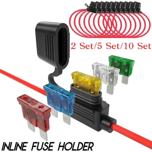 2 Set/5 Set/10 Set Inline Fuse Holder Waterproof 14AWG/16AWG Wiring ...
