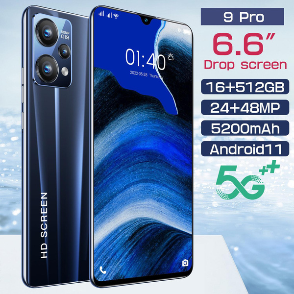 Brand New 9 Pro Smartphone 6.6inch Drop Screen 16GB RAM+512GB ROM Face ...