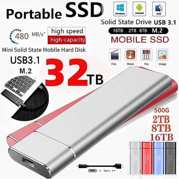 32TB/20TB/16TB/8TB/2TB 500G High Speed Mobile External Hard Drive SSD ...