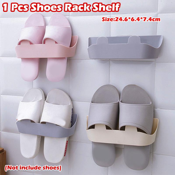 1 Pcs Wall Mounted Shoe Rack Shelf Bathroom Slippers Organizers ...